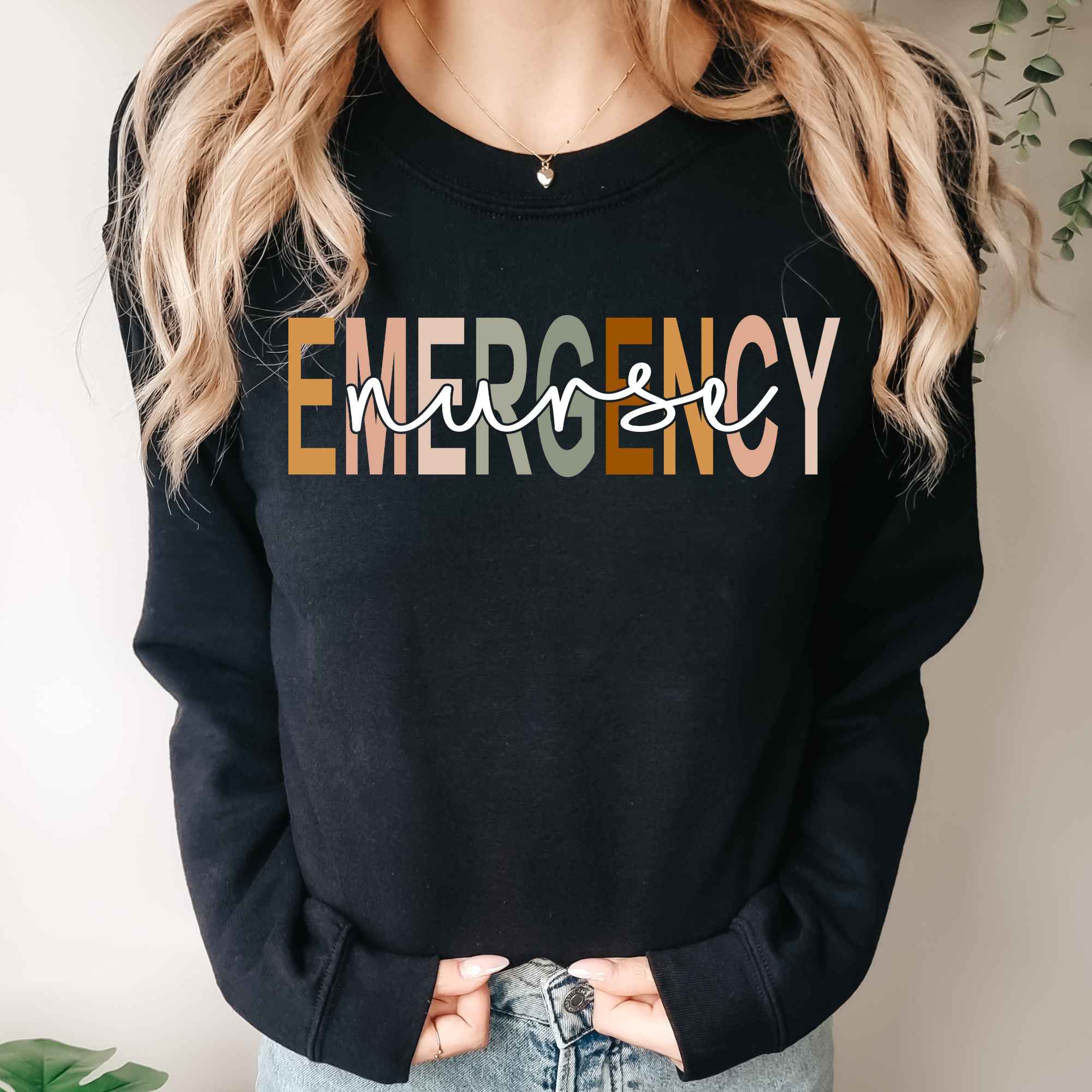 Emergency Nurse Black Crewneck Sweatshirt – Heifer2Heifer Designs
